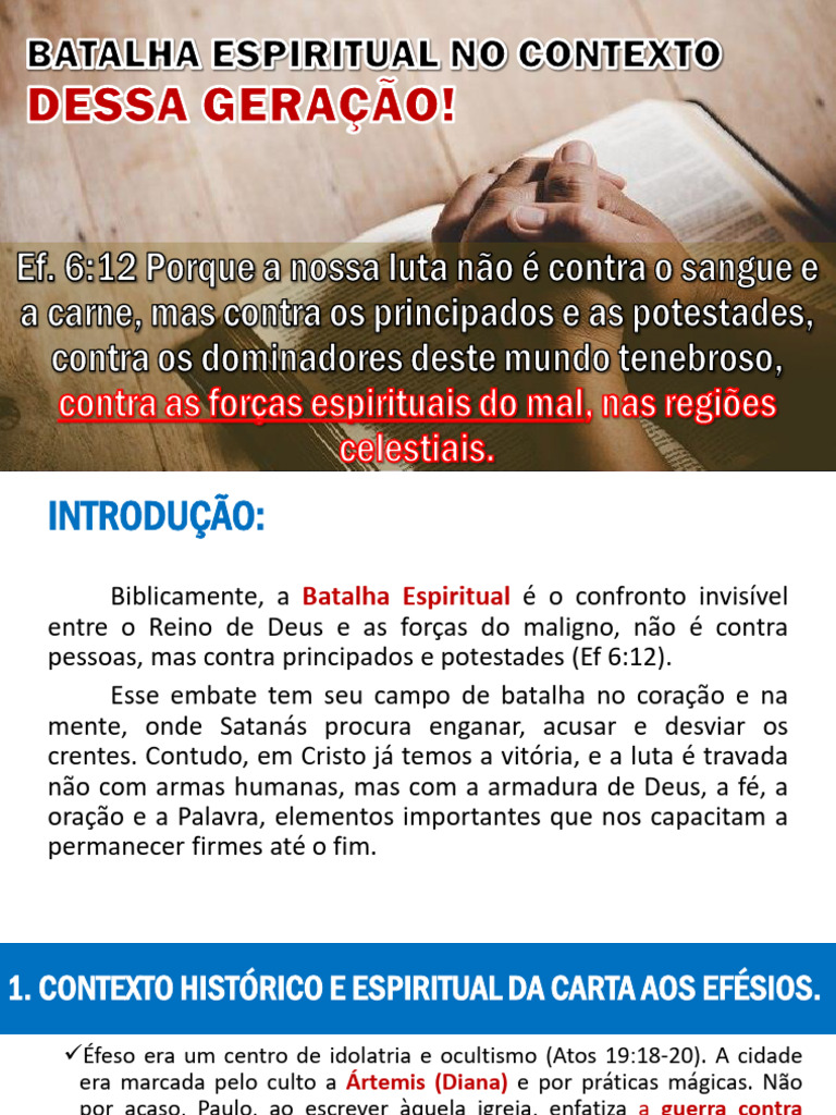 Batalha Espiritual No Contexto Dessa Geração. Iboa 22-08-2025 | PDF ...