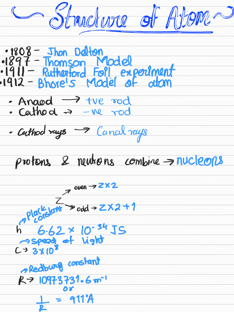 Structure of Atom (Formulals & Imp Points) - 250820 - 195929 | PDF