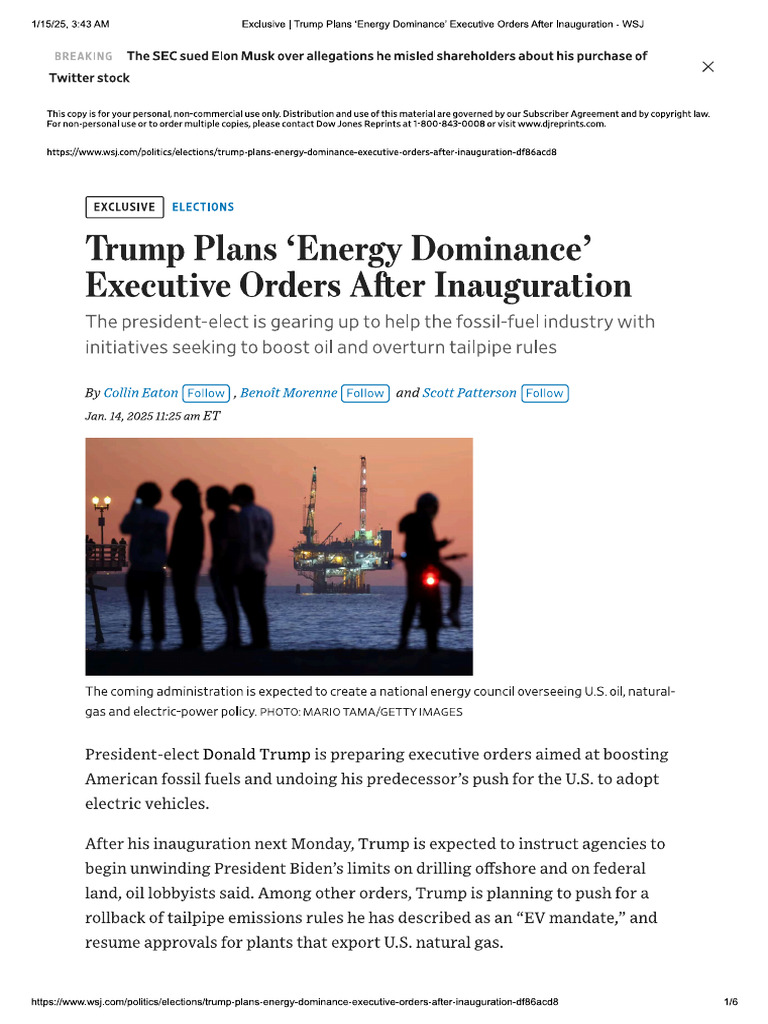 WSJ Trump Energy Dominance | PDF
