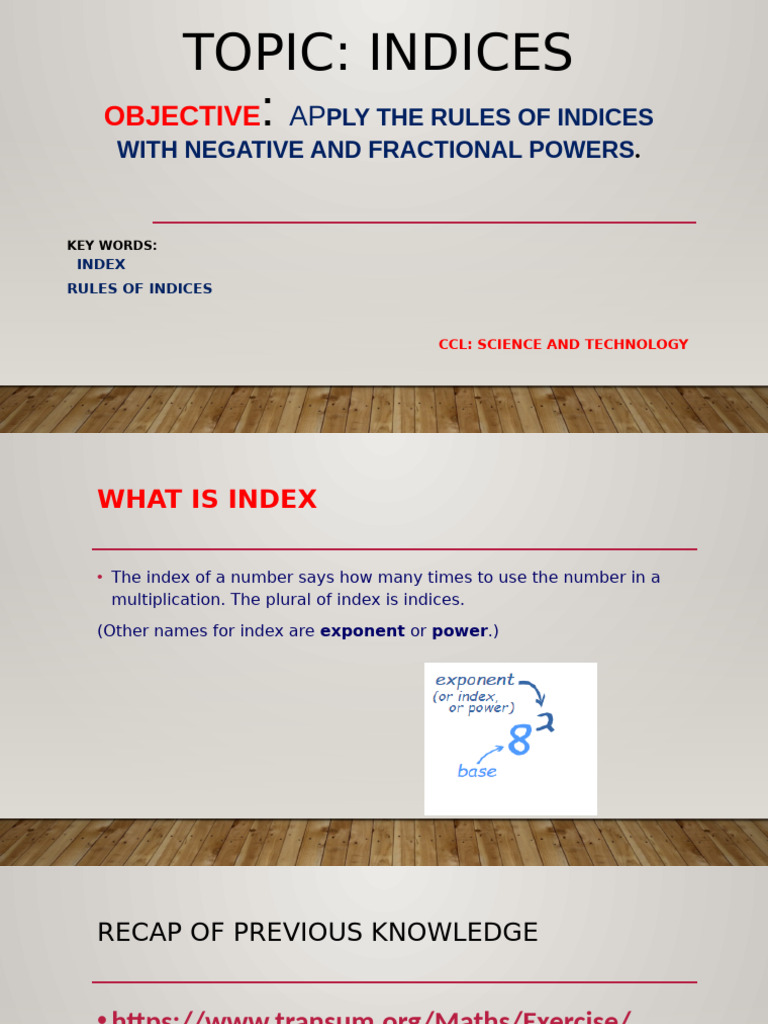 Indices - Lesson 3 | PDF | Mathematics | Arithmetic