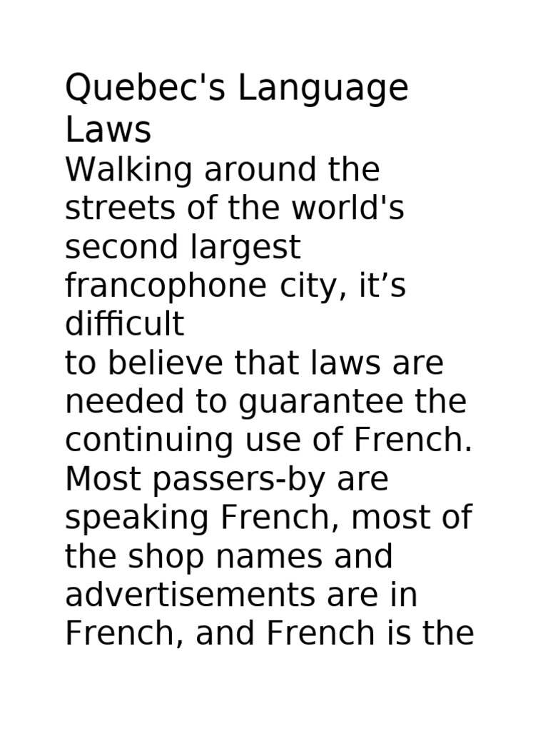 Quebec's Language Protection Laws | PDF | French Language | Francophonie