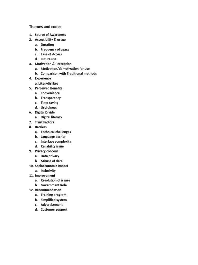 Themes and Codes | PDF