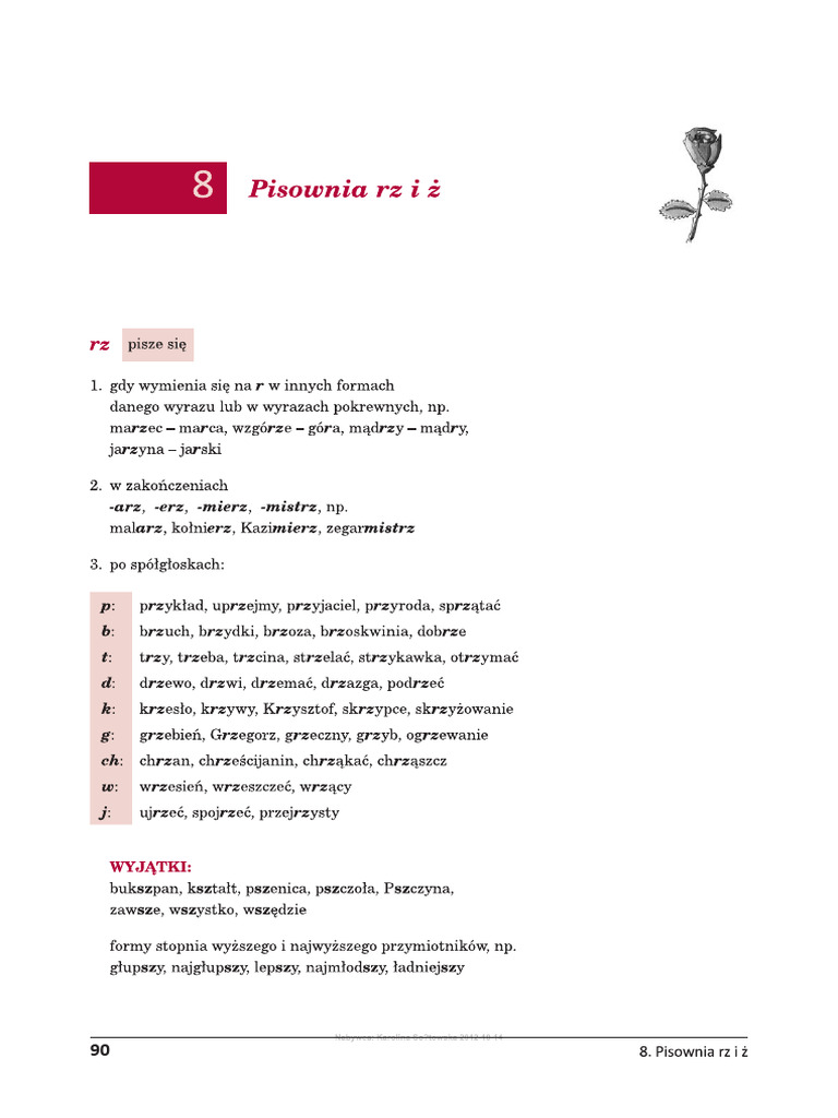 Pisownia RZ I Ż Praca Domowa 19.10 | PDF