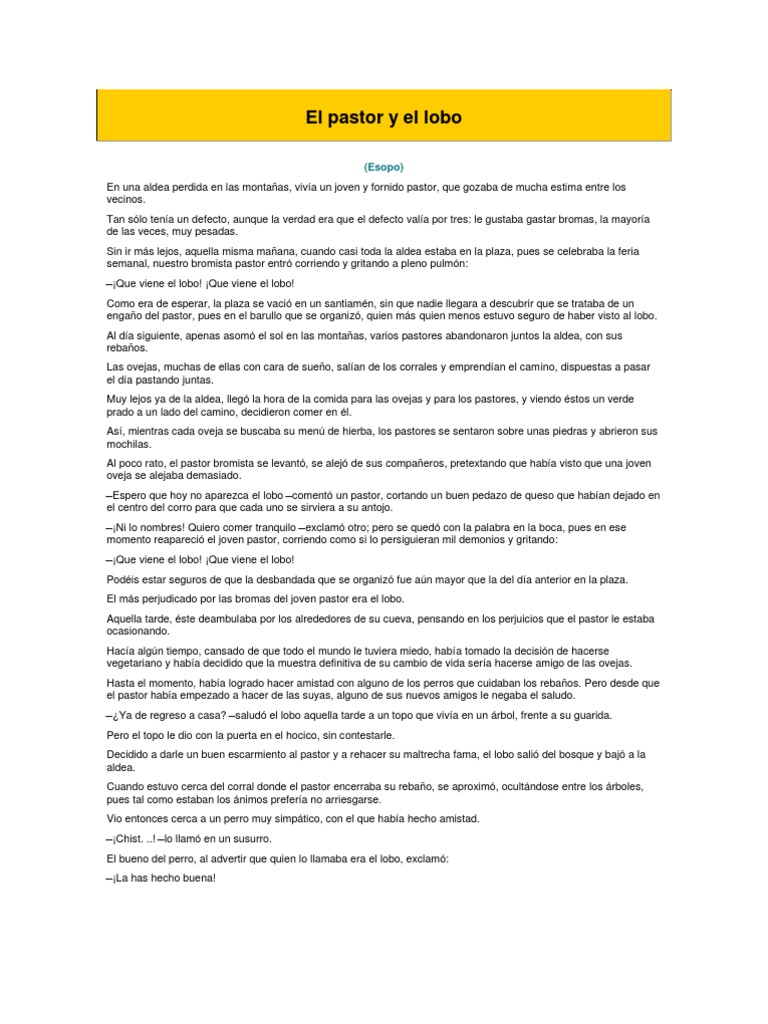 El Pastor y El Lobo | PDF | Lobo gris | Oveja