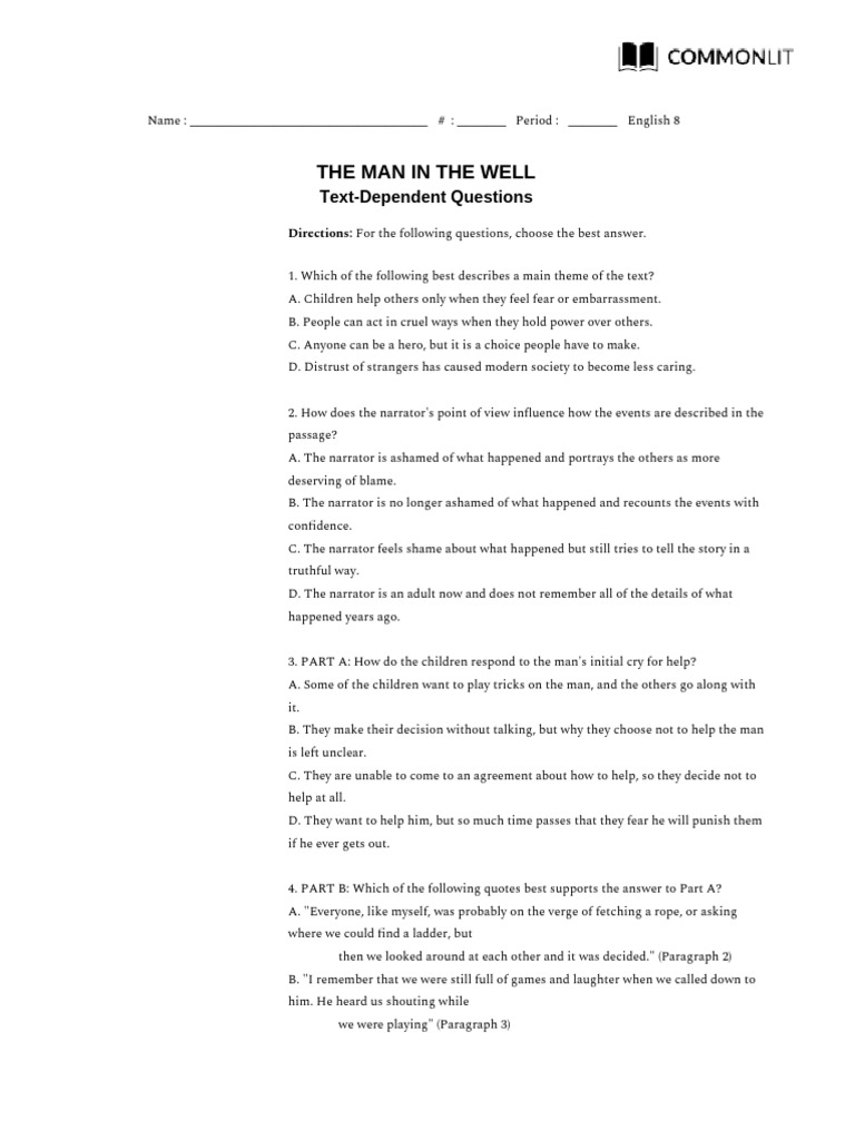 Children's Cruelty in "The Man in the Well" | PDF