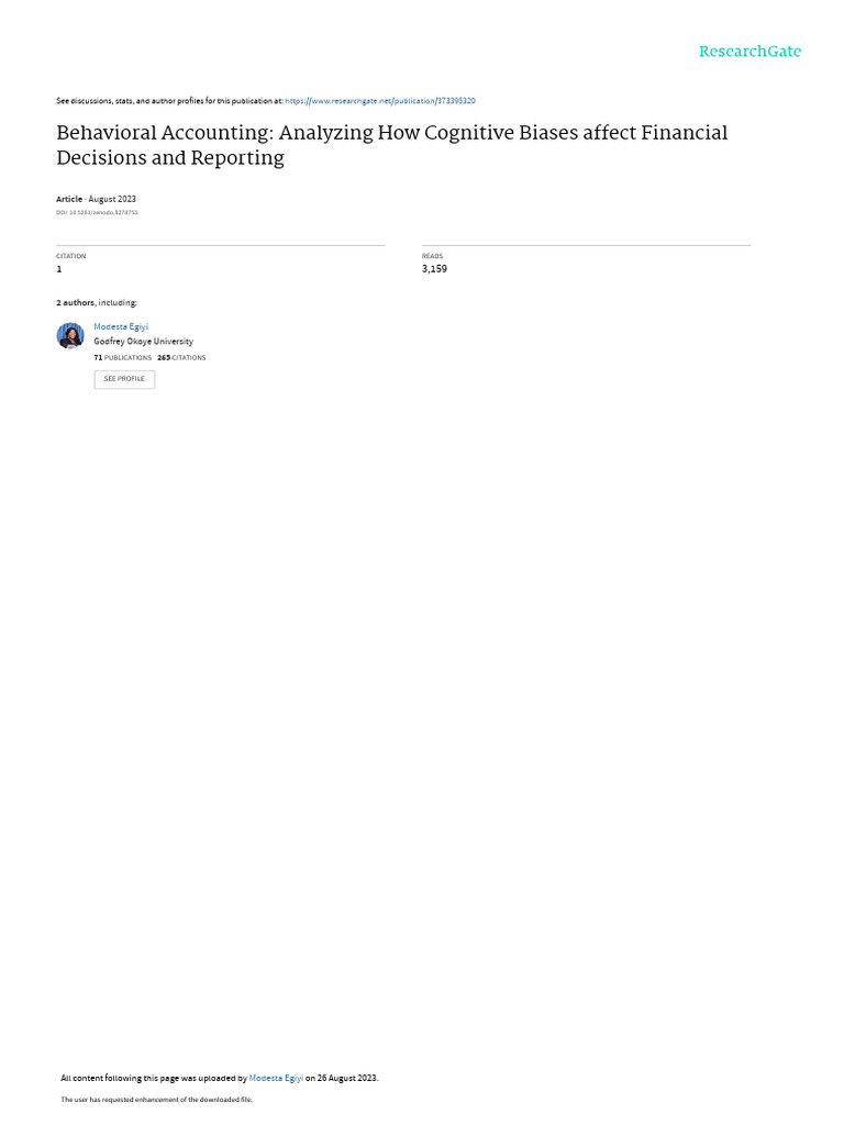 Behavioral Accounting and Cognitive Biases | PDF | Audit | Behavioral ...
