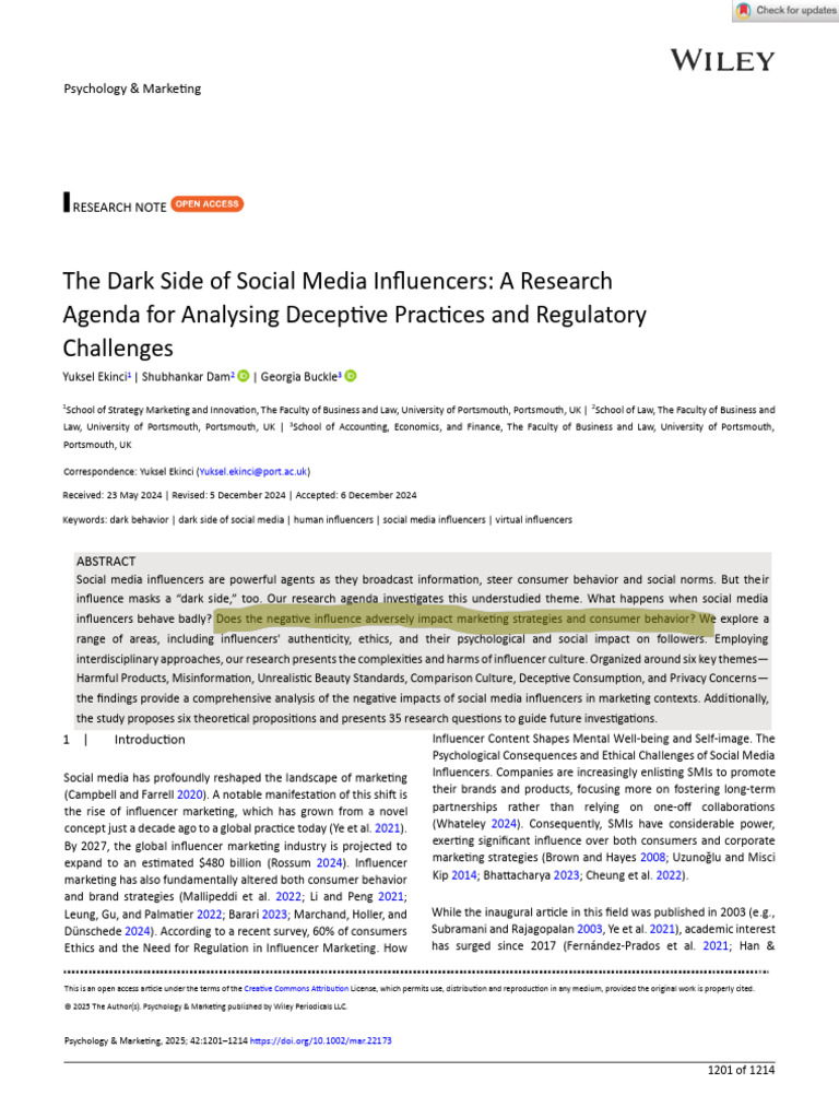 Dark Side of Social Media Influencers | PDF | Body Image | Social Media