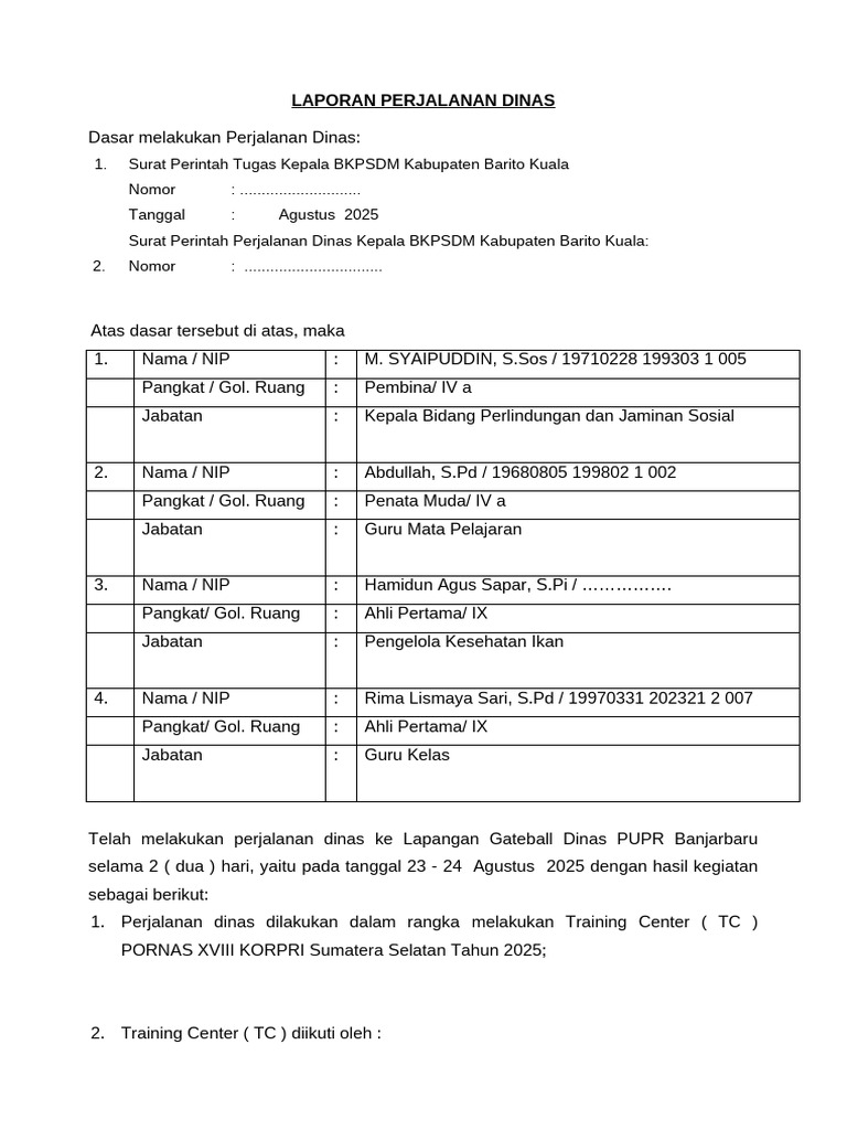 Laporan Perjadin | PDF