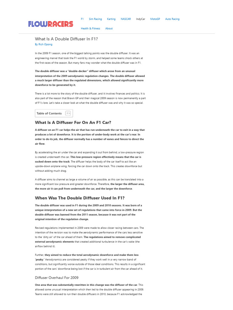 What Is A Double Diffuser In F1 | PDF | Formula One | Formula One ...