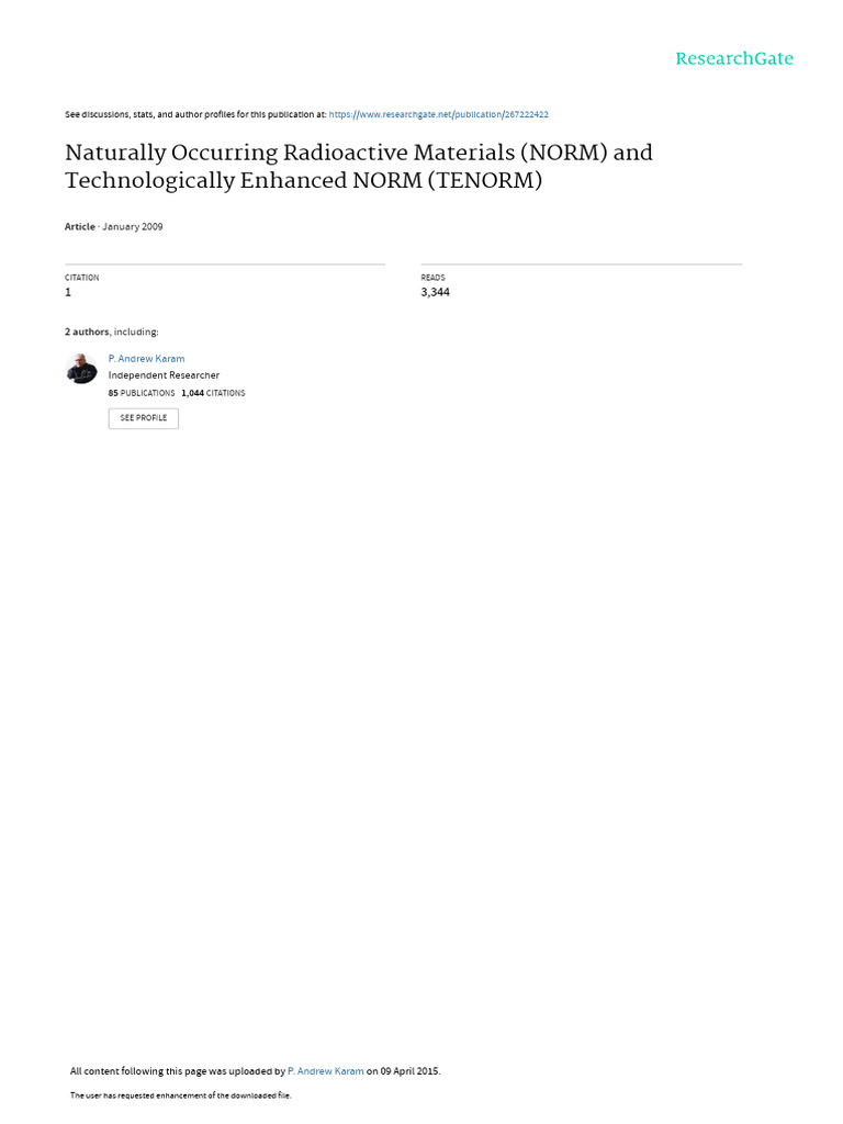 Naturally Occurring Radioactive Materials NORM and | PDF | Uranium ...