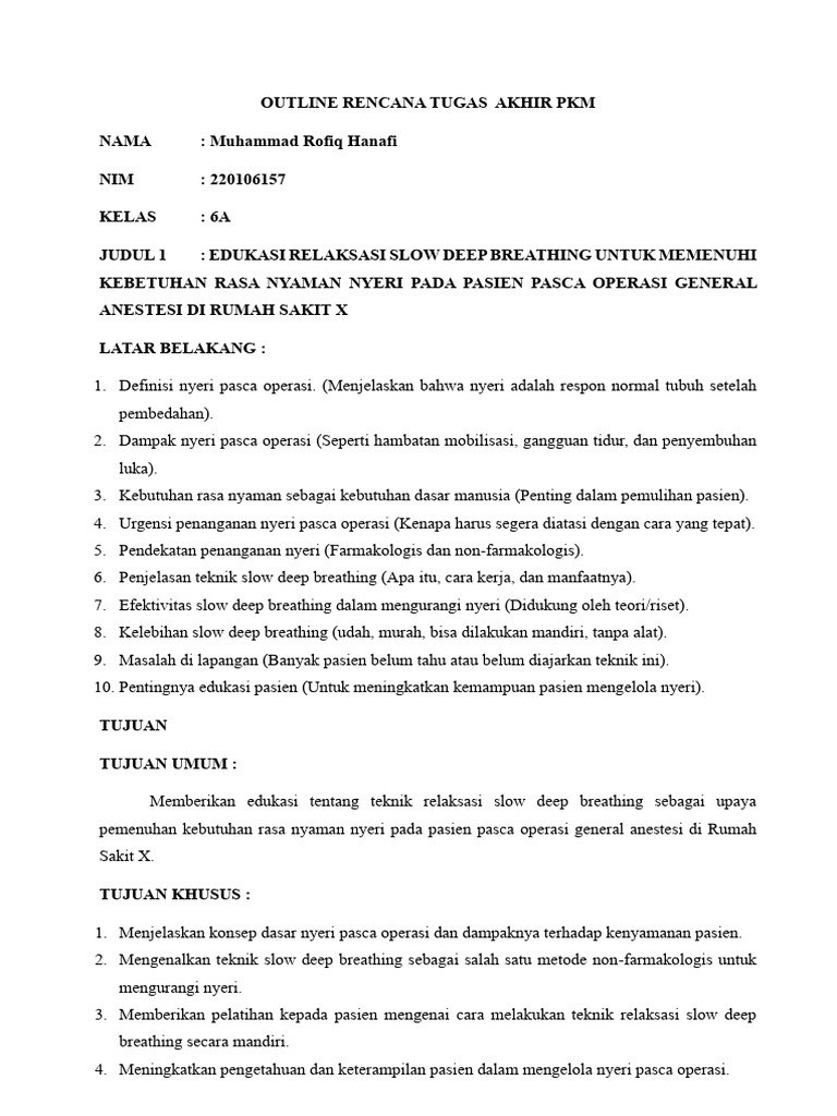 Outline Rencana Tugas Akhir PKM | PDF