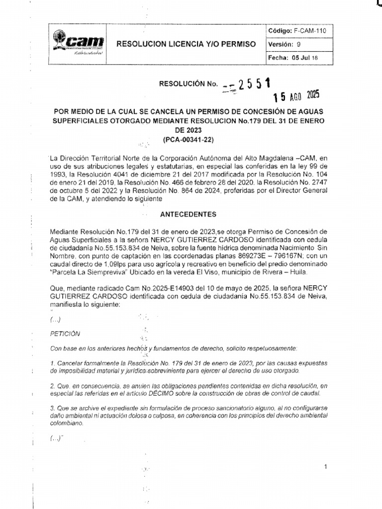 Res 2551 Pca 00341 22 Nercy Gutierrez Cardoso | PDF