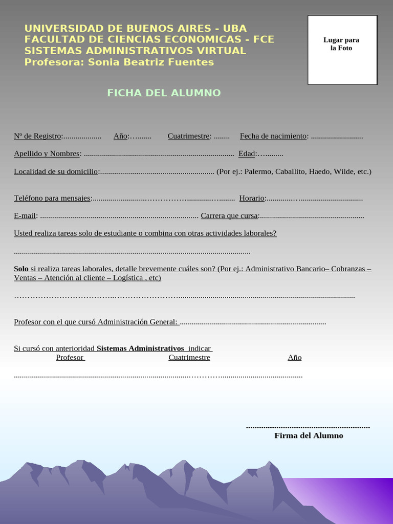 Ficha Personal Alumno | PDF