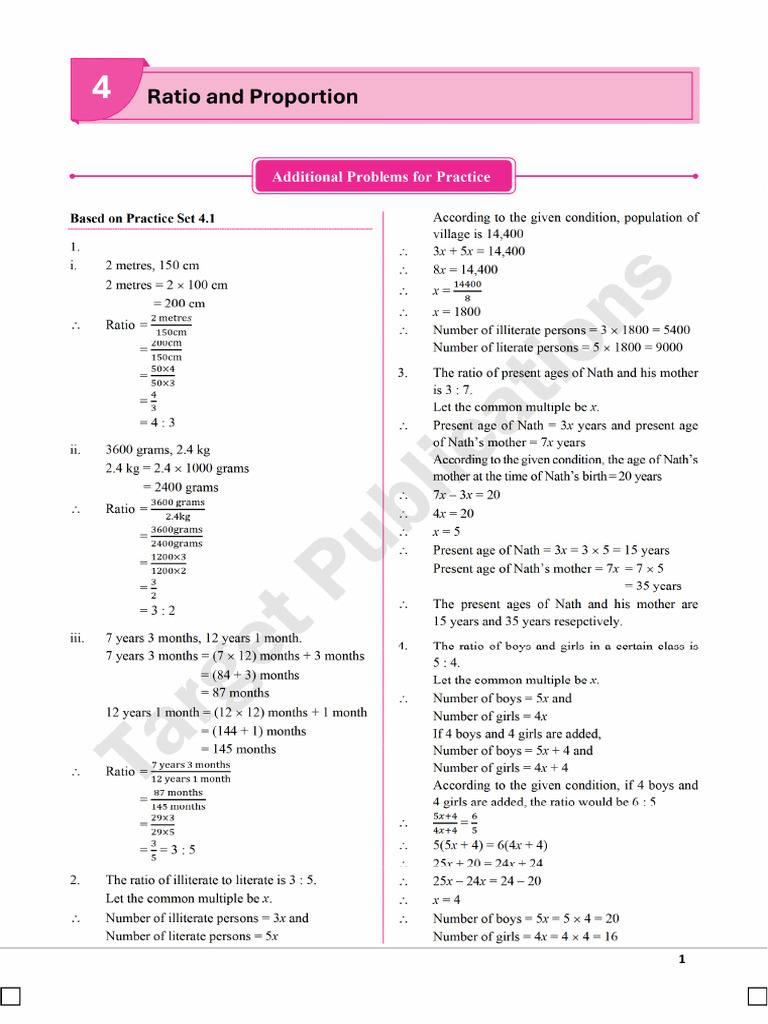 Std. 9th (EM) Perfect - Mathematics I - Solutions to Additional Problems for Practice of the ...