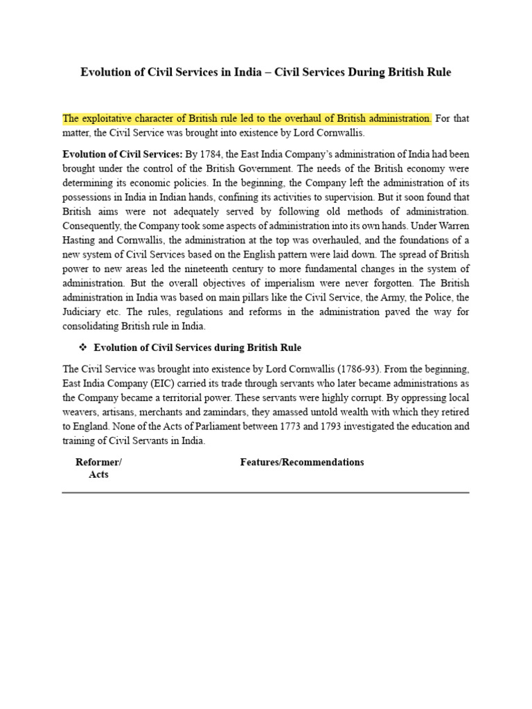 Evolution of Civil Services in India | PDF | Civil Service | Government