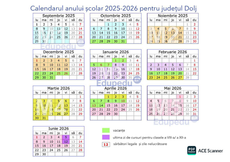 Calendar An Scolar 2025 2026 Dolj 25 1 | PDF