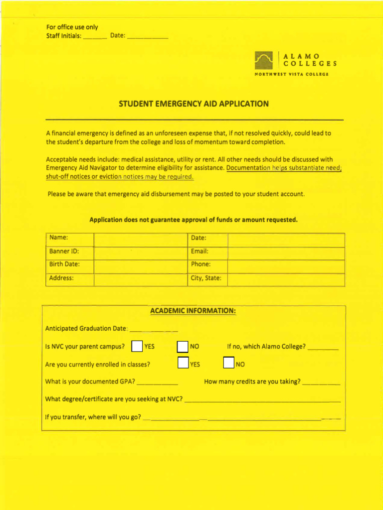 Student Emergency Aid Application Form | PDF