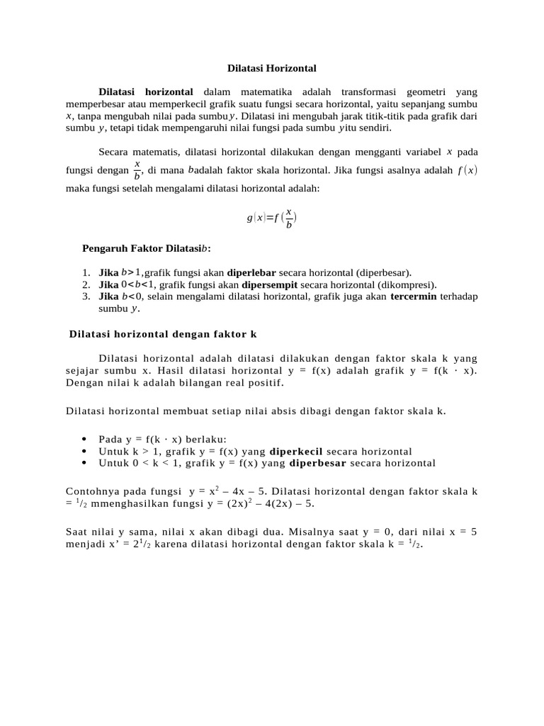 Pengertian dan Contoh Dilatasi Horizontal | PDF