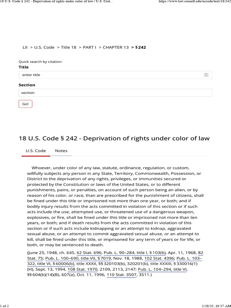 18 U.S. Code 242 - Deprivation of Rights Under Color of Law - U.S. Code ...