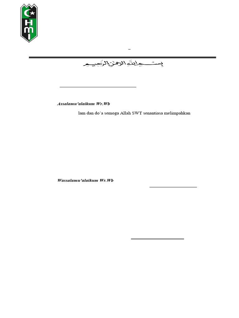 Permohonan SK Kepengurusan HMI FIK UNIVAL | PDF
