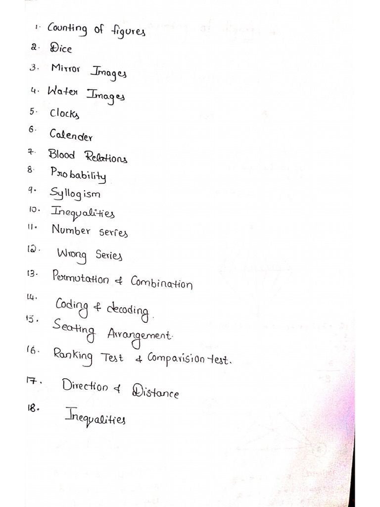 Reasoning Hand Note | PDF