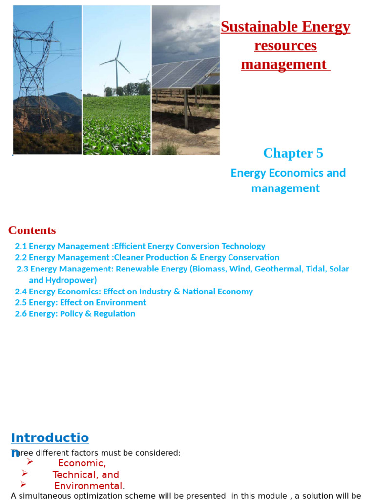Energy Management for Sustainable Systems | PDF | Renewable Energy ...