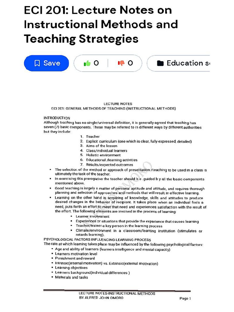 instructional method and teaching strategies | PDF