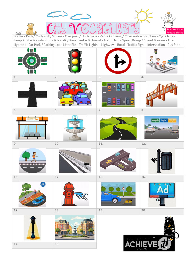 Road and Traffic Vocabulary | PDF