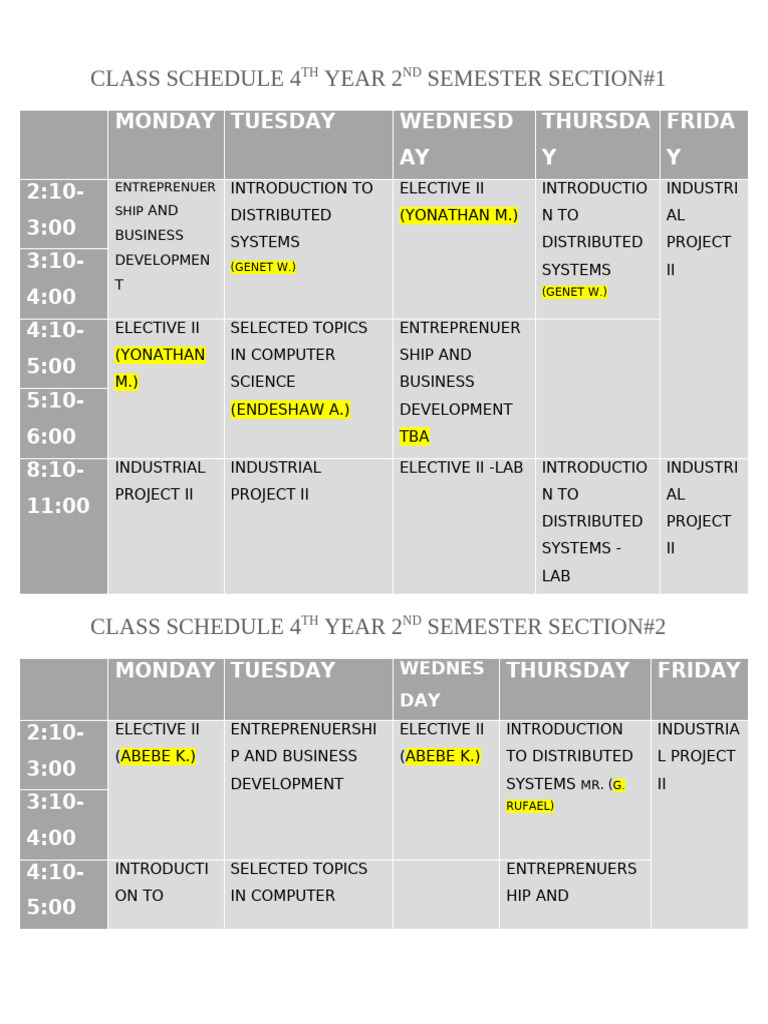 Class Schedule 2018 | PDF | Mathematics | Computing