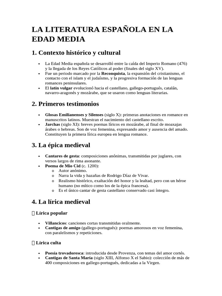Literatura Española en la Edad Media | PDF | Literatura española