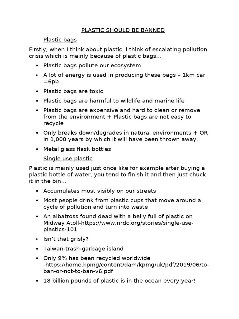 Plastic Bags Should Be Banned | PDF