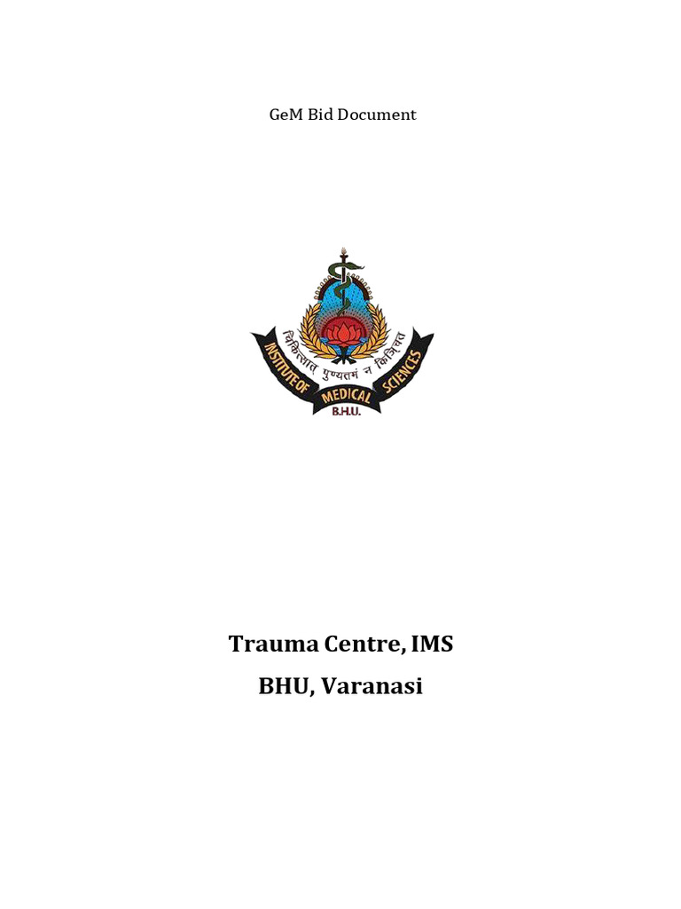 Trauma Centre, Ims Bhu, Varanasi: Gem Bid Document | PDF ...