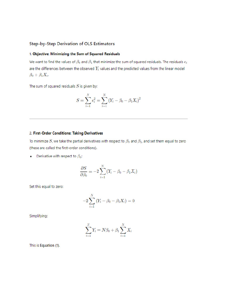 Class 02 Derivation of OLS - 1 | PDF