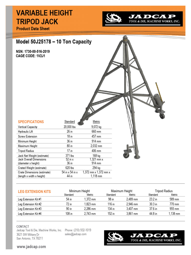 Leg Extension Kits and Specifications | PDF