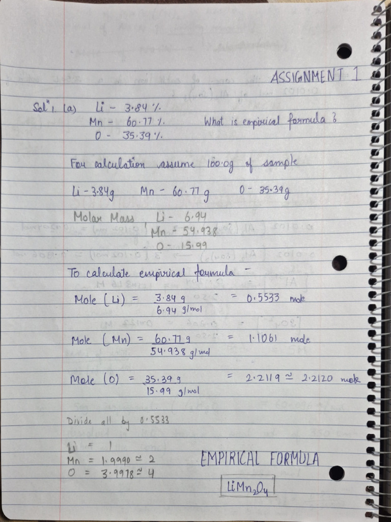 Chem. Assignment 1 | PDF