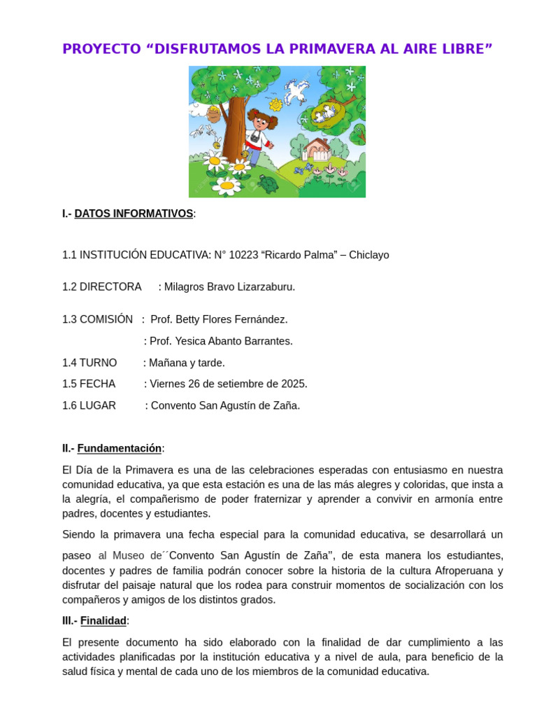 Primavera al Aire Libre en Chiclayo | PDF