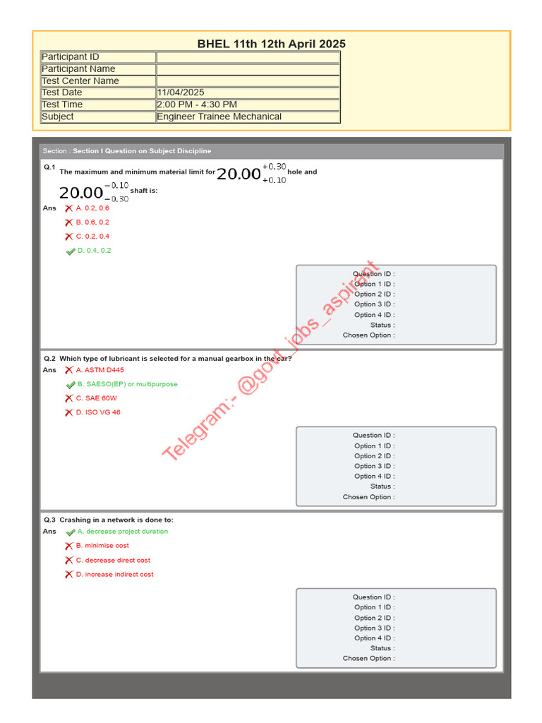 BHEL ET Mechanical Paper 2025 | PDF | Welding | Construction