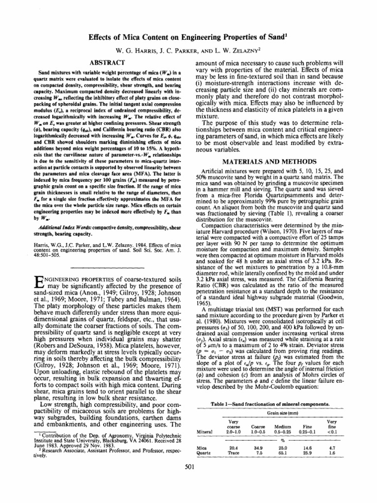 Mica Content's Impact on Sand Properties | PDF | Stress (Mechanics) | Sand