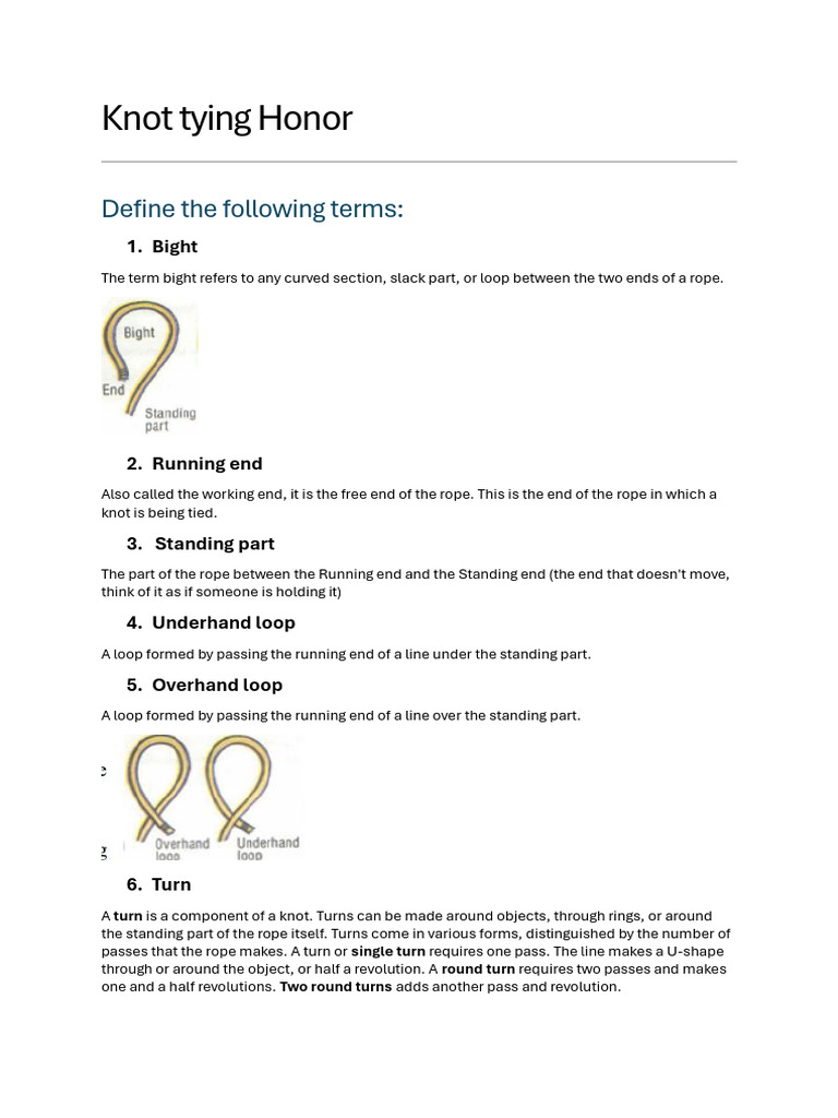 Knot Tying Honor | PDF | Knot | Rope