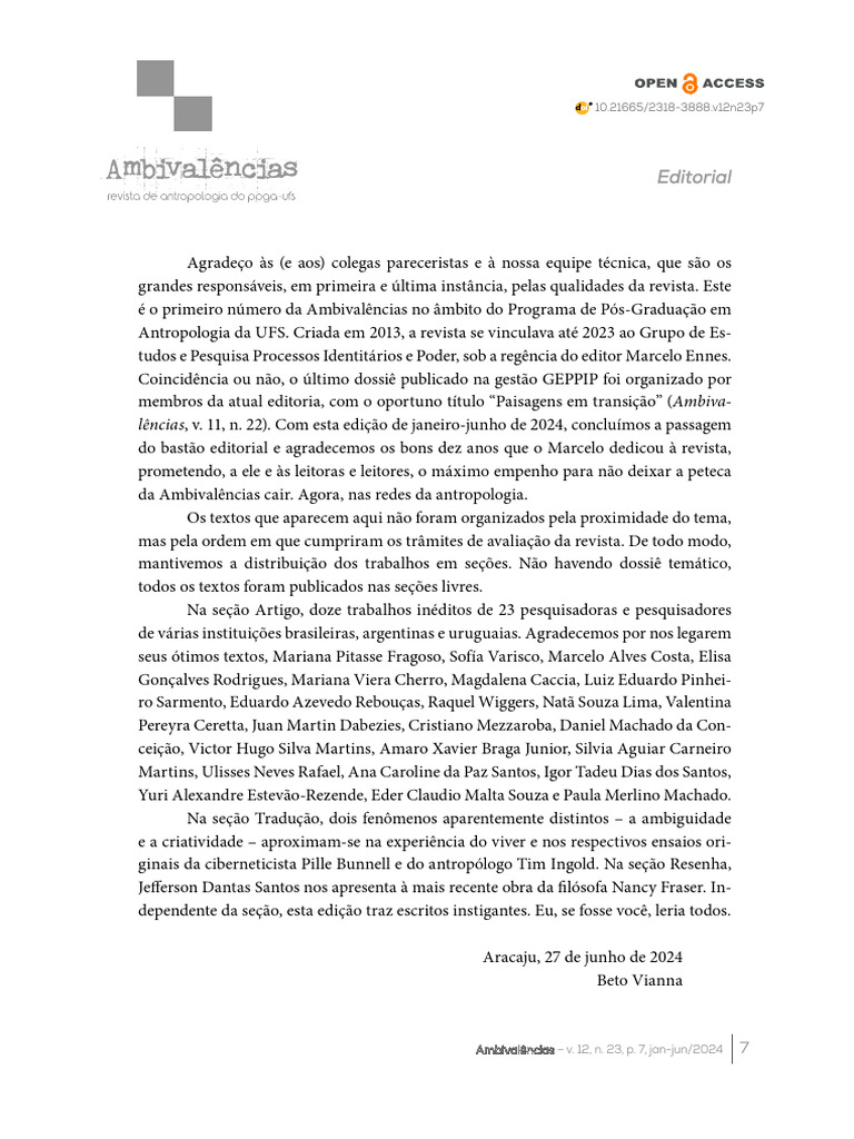 Vianna 2024 Editorial Ambivalencias n23 | PDF