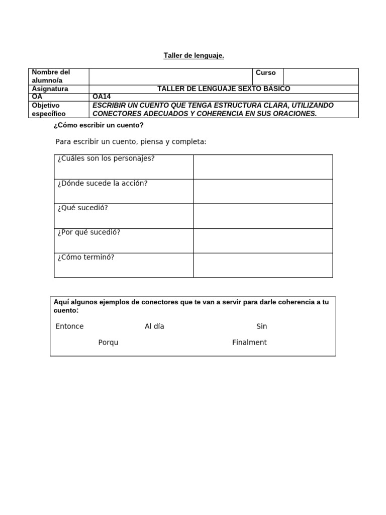 Cuento con Conectores Coherentes | PDF