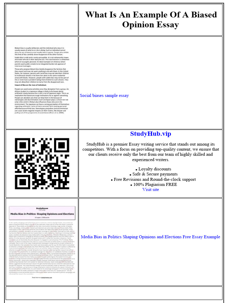 What is an Example of a Biased Opinion Essay | PDF | Bias | Essays