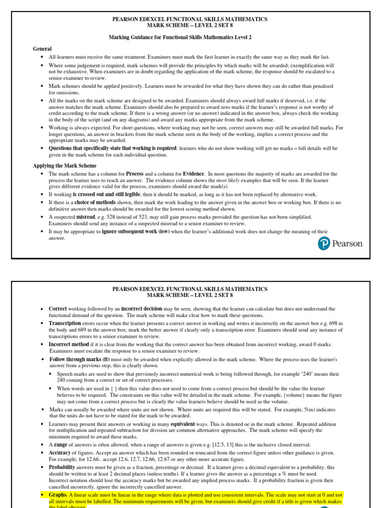 Edexcel FS Maths L2 Past Paper Mark Scheme | PDF | Multiplication | Decimal