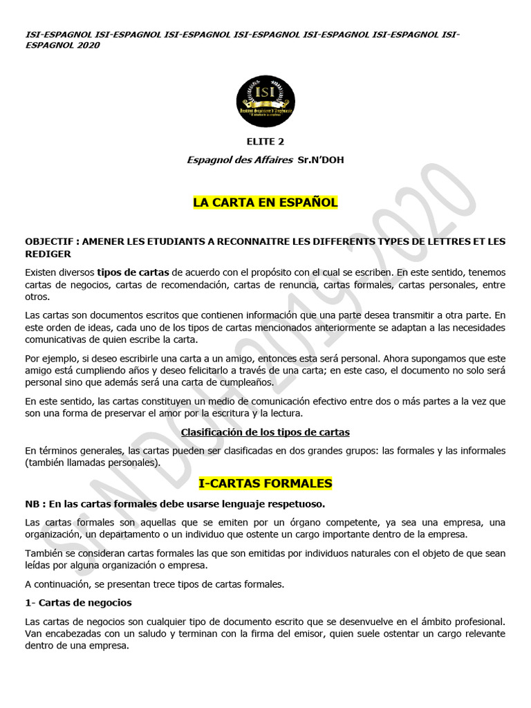 Tipos de Cartas en Español | PDF | Producto (Negocio) | Comunicación