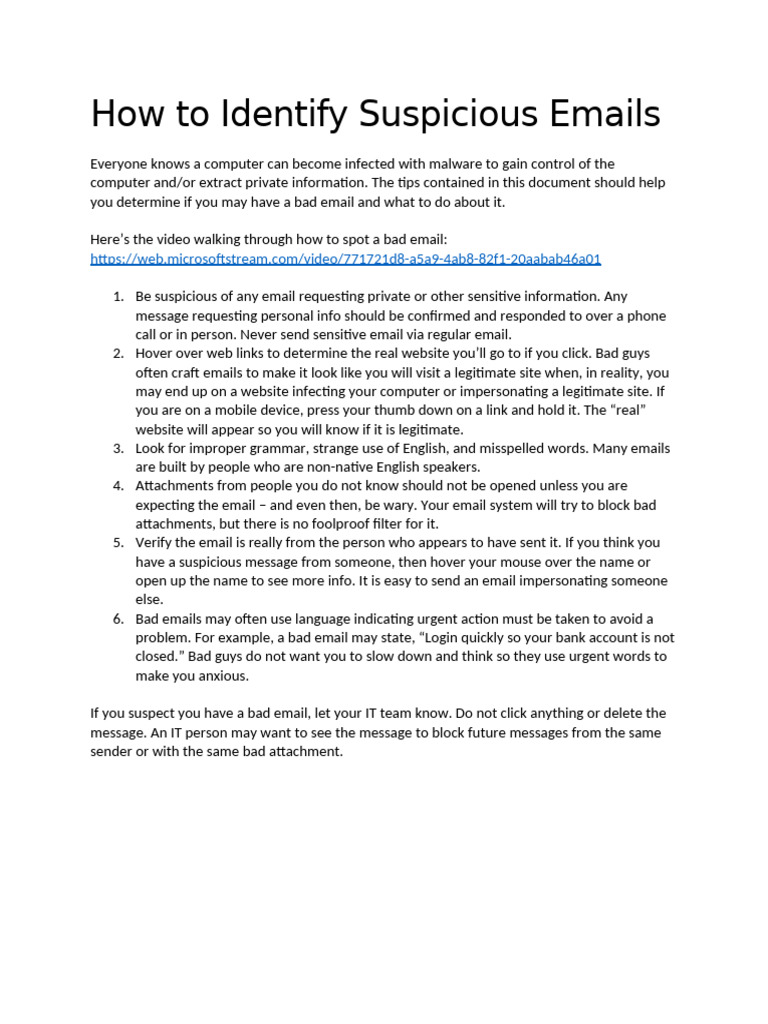 Identifying Suspicious Emails | PDF