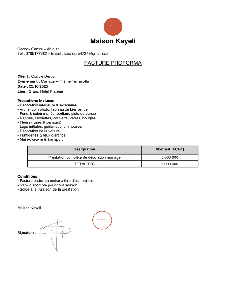 Facture Proforma MK 3000000 | PDF