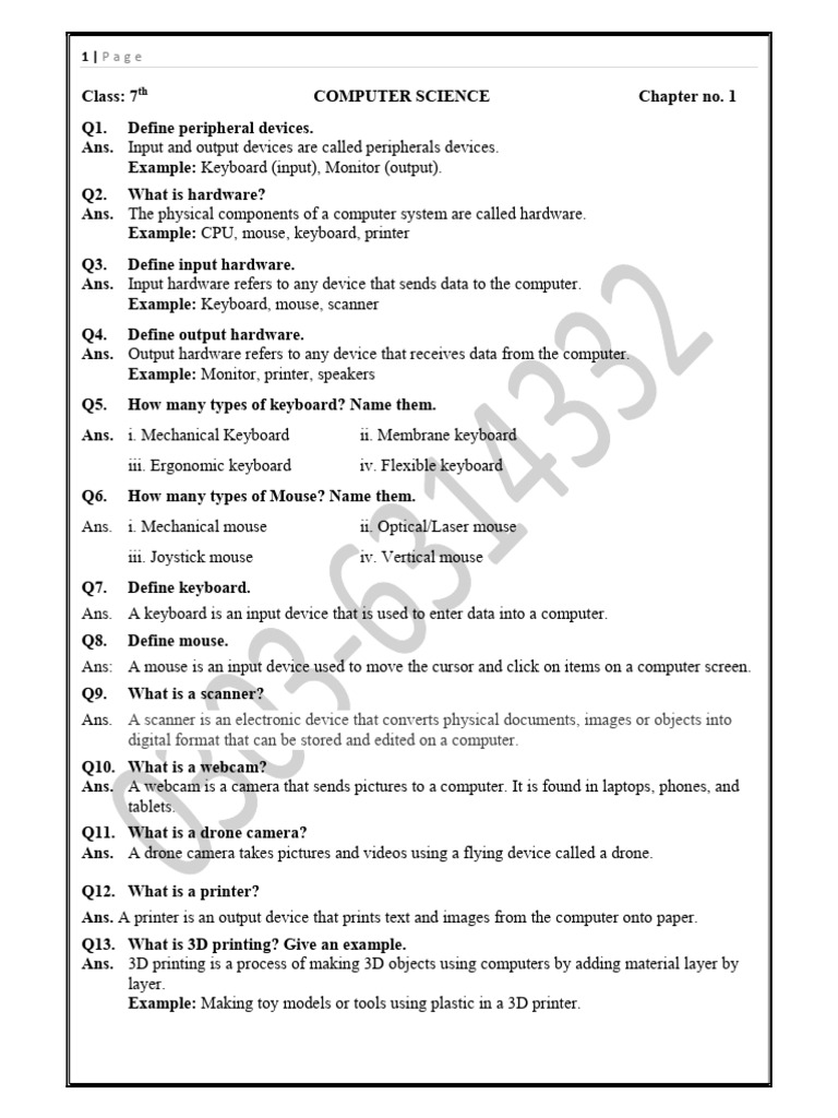 Computer Class 7 Chapter-1 (Complete) | PDF | Computer Keyboard | Image Scanner