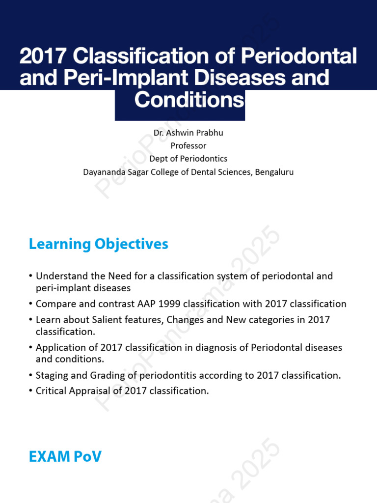 Perio Classification Overview 2025 | PDF | Periodontology | Dentistry