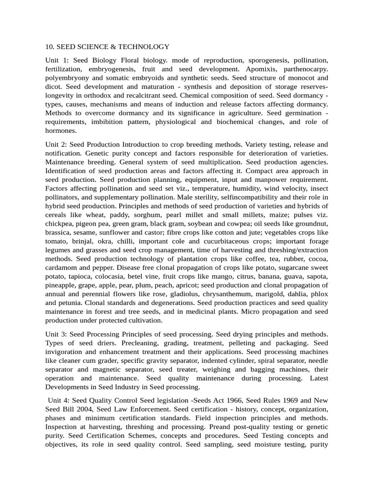 Ars 2025 Syllabus | PDF | Seed | Legume