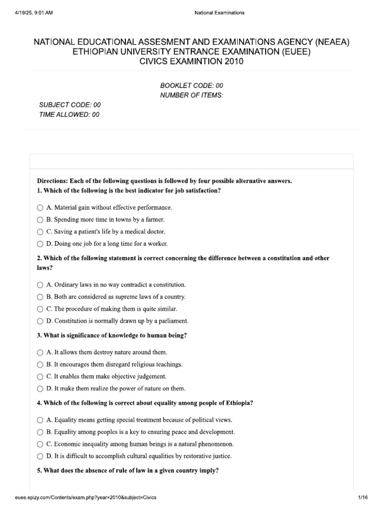 Civics 2010 Questions | PDF